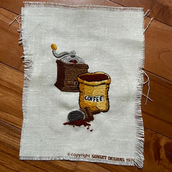 Vintage | Art | Vintage Needlepoint Cross Stitch Coffee Art | Poshmark